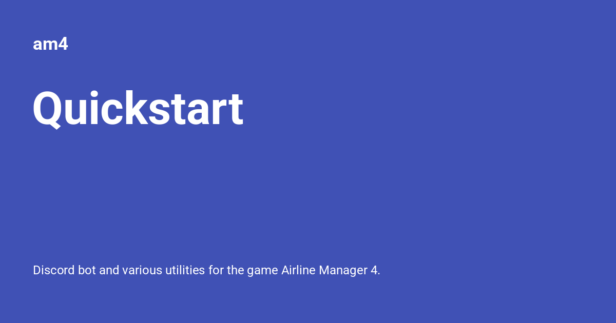 Quickstart - am4